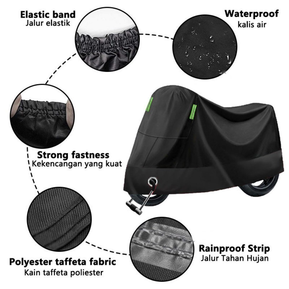 3 Layers Motorcycle Cover Rain Dust UV Outdoor Protection Motor Cover ...