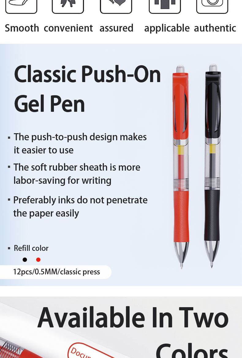 【Box】12Pcs/Box Press Gel Pen 0.5mm Black Quick Drying Ballpen Signature ...