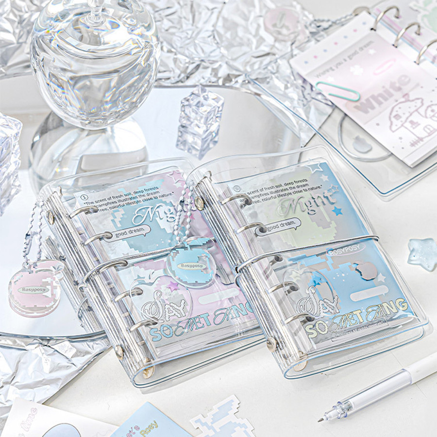 Flash Silver M5 Loose-leaf Handbook Mini Notebook Girls Pocket Notebook ...