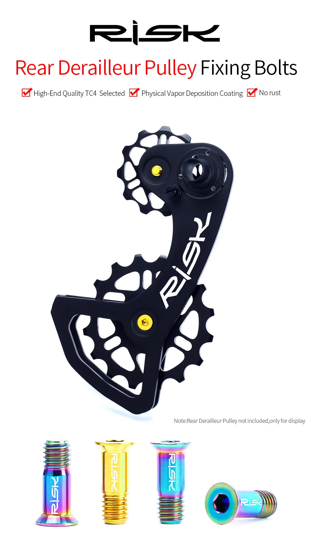 RISK M5x14.2mm Titanium Alloy Bicycle Rear Derailleur Pulley Jockey ...