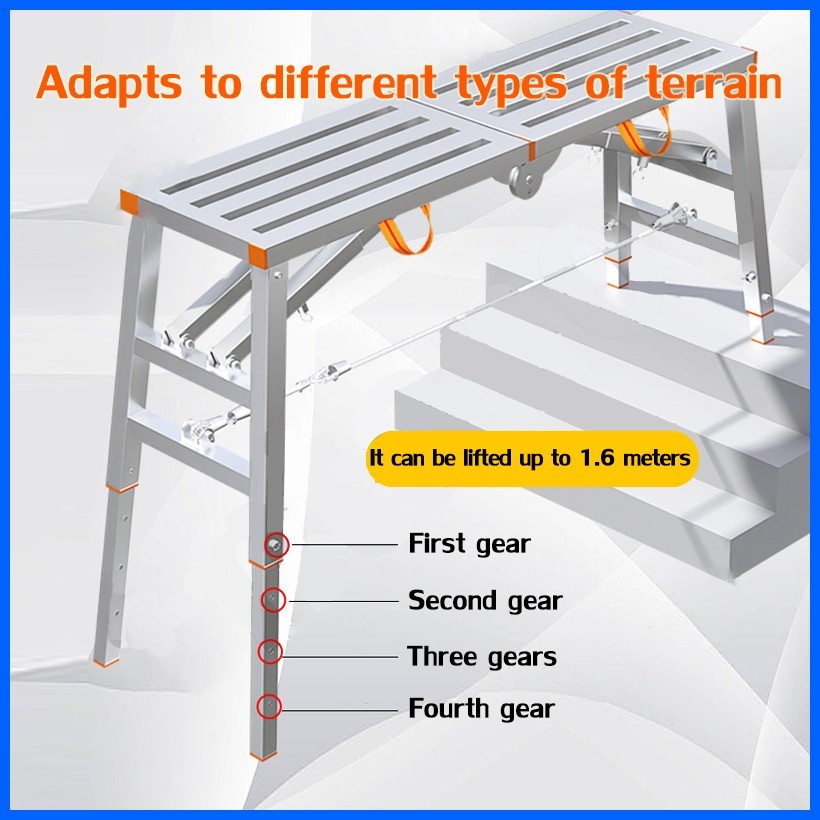 【10-year warranty】Folding Ladder Platform, Portable Scaffolding, Mobile ...