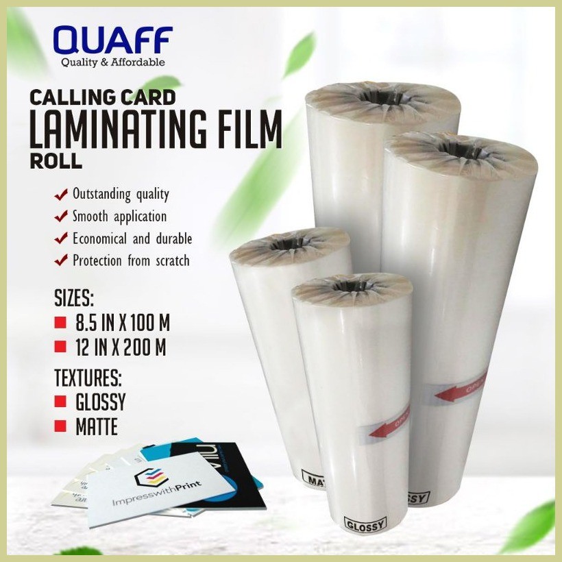 QUAFF CALLING CARD LAMINATING FILM ROLL 12"x100m/8.5"x100m 25microns ...