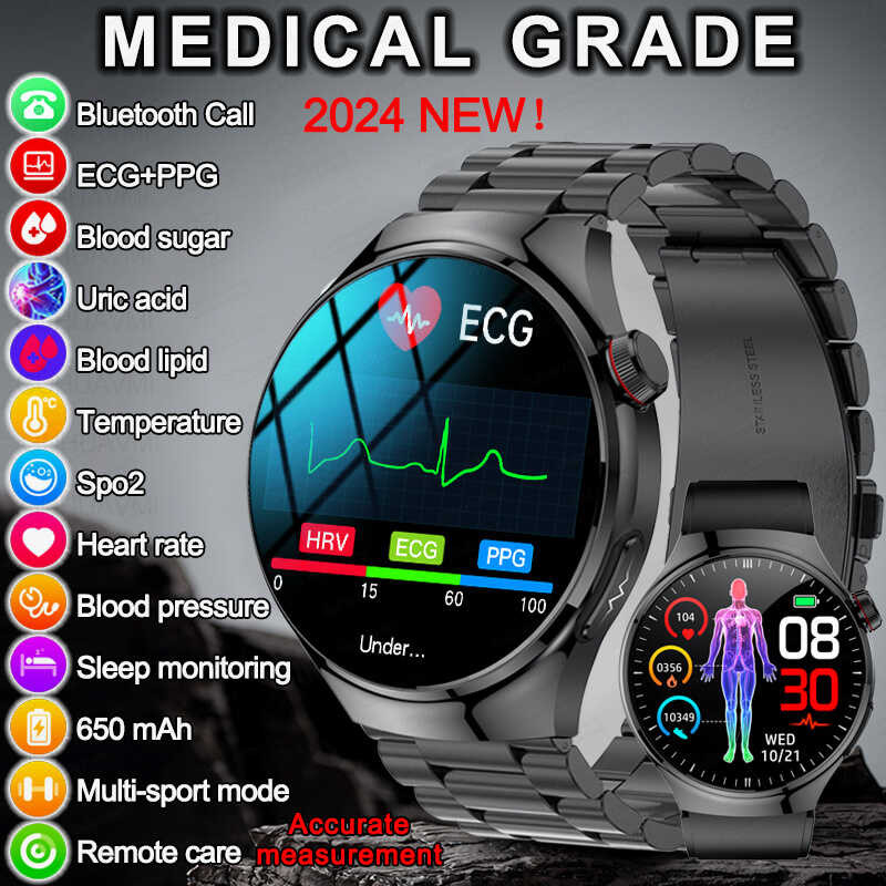 2024 New Ecg+Hrv+Ppg Medical Grade Smart Watch Men Heart Rate Blood ...