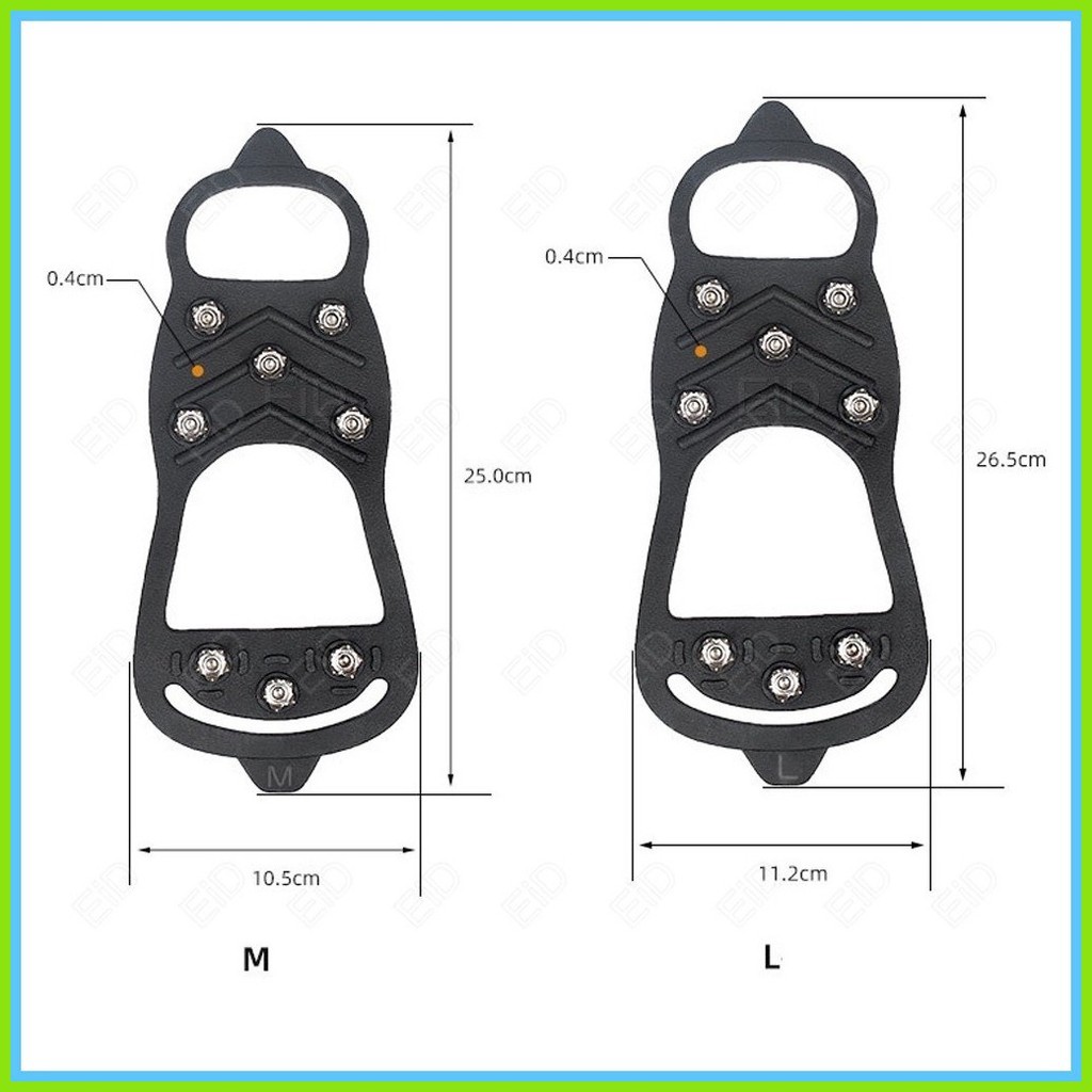 8-Tooth Ice Snow Grips Over Shoe Boot Traction Cleats Spikes Anti Slip ...