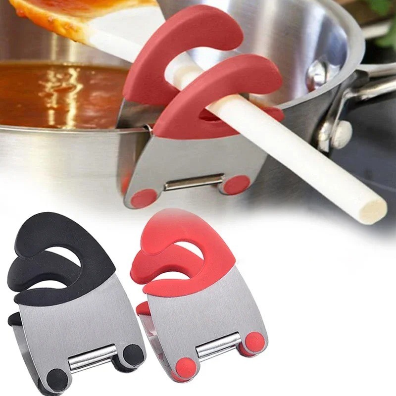1Pcs Stainless Steel Pot Side Clips Anti-scalding Spoon Holder Kitchen ...
