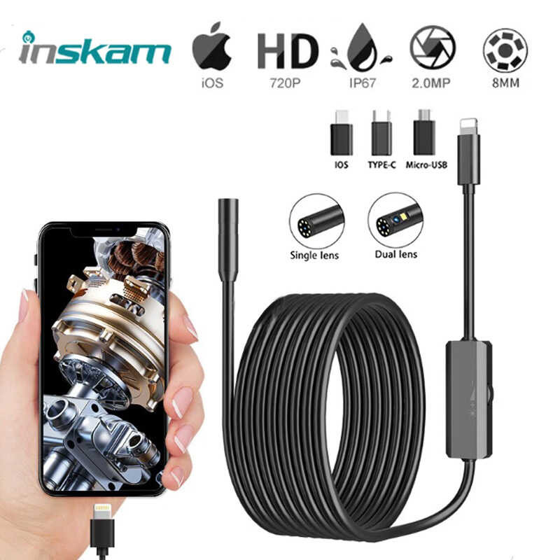 INSKAM 2Mp Endoscope Camera Ip67 Waterproof 8Mm Hard Wire Pipee ...