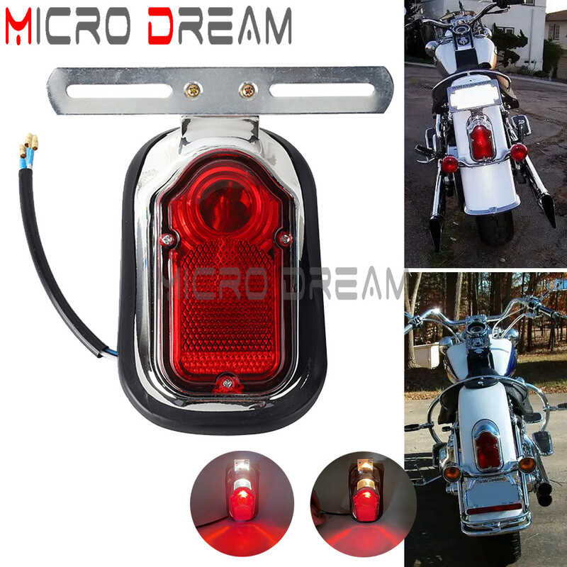 Universal 6 Motorcycle Chrome Red Tombstone Tail Brake Light For Harley ...