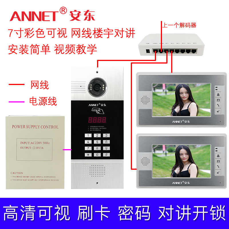 12 households 7-inch color visual building intercom community access ...