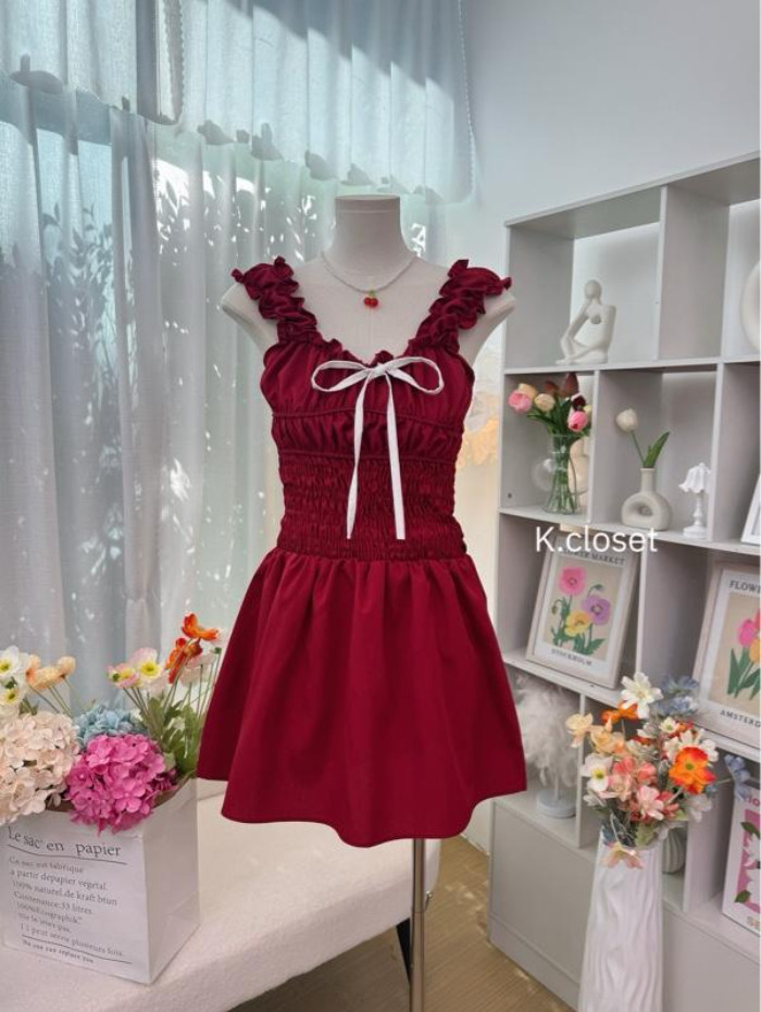 Mini Dress With Smocked Around The Body Very Cute-Clothing-Women ...
