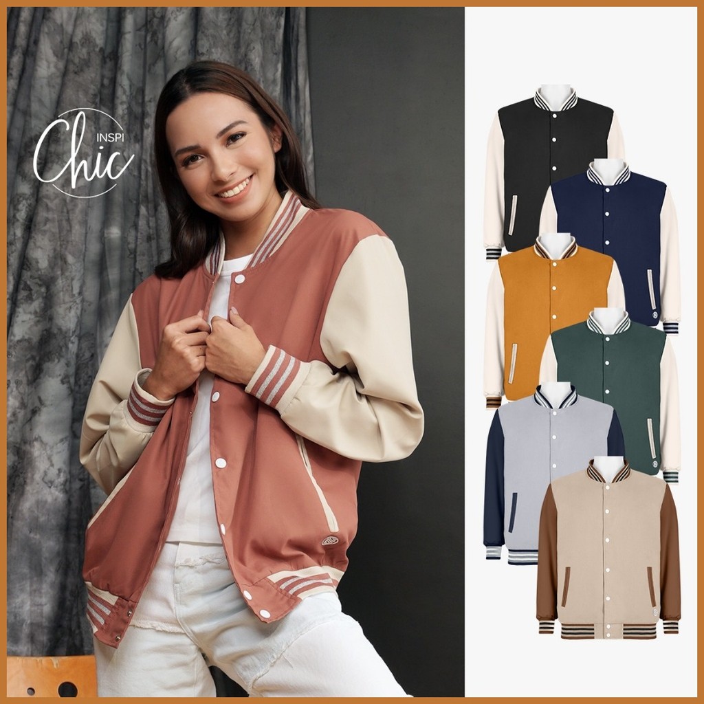 ♟ Inspi Chic Varsity Jacket For Women with Buttons and Pockets Korean ...