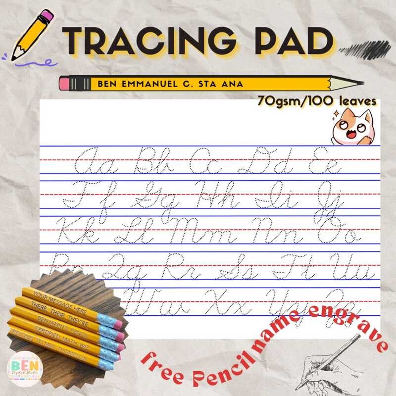 CURSIVE TRACING PAD FREE PENCIL (Name, Alphabet, Name & Blank) | Shopee ...
