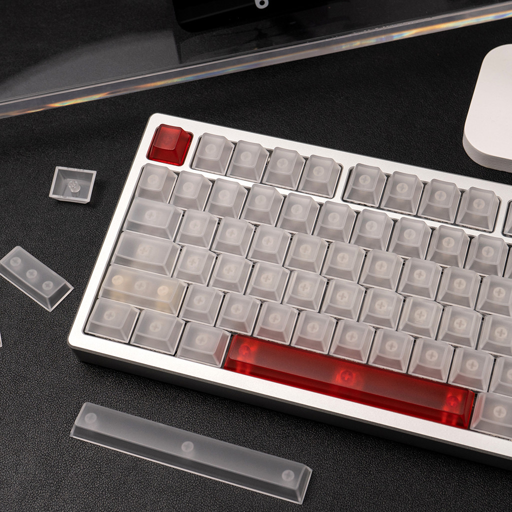Foggy Transparent Keycaps White / Red Blanks Cherry Profile 151 Keycap ...