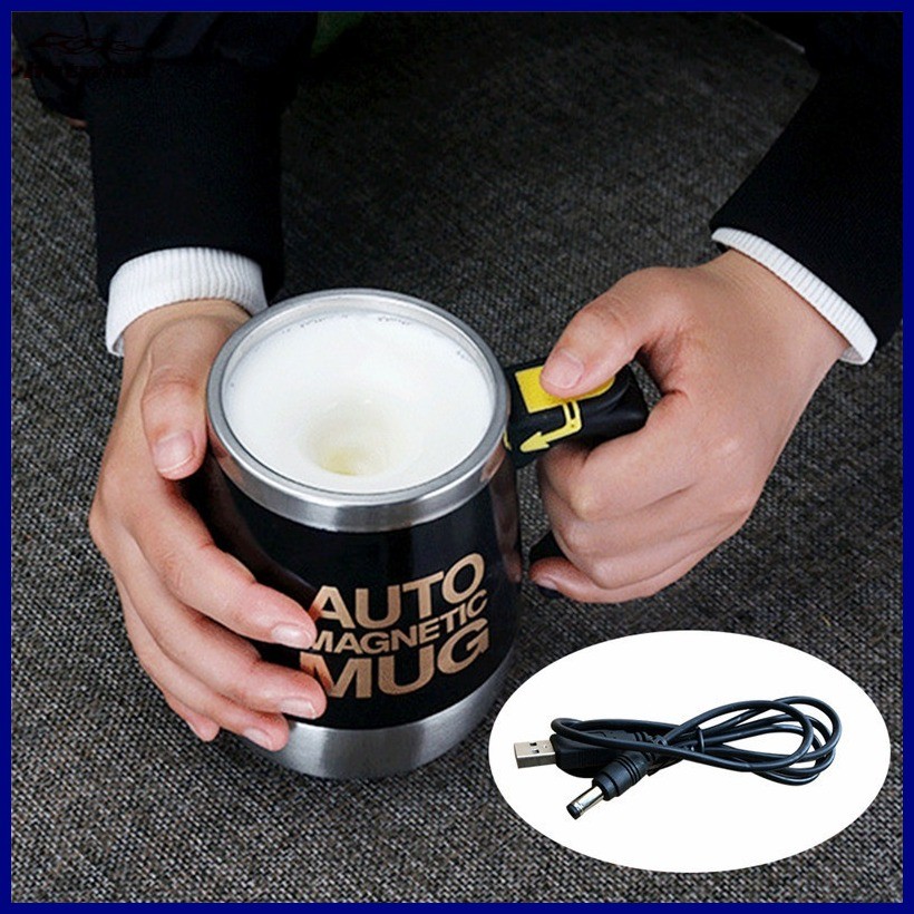 HW 400ml USB Stainless Steel Self Stirring Mug Auto Mixing Drink Tea ...