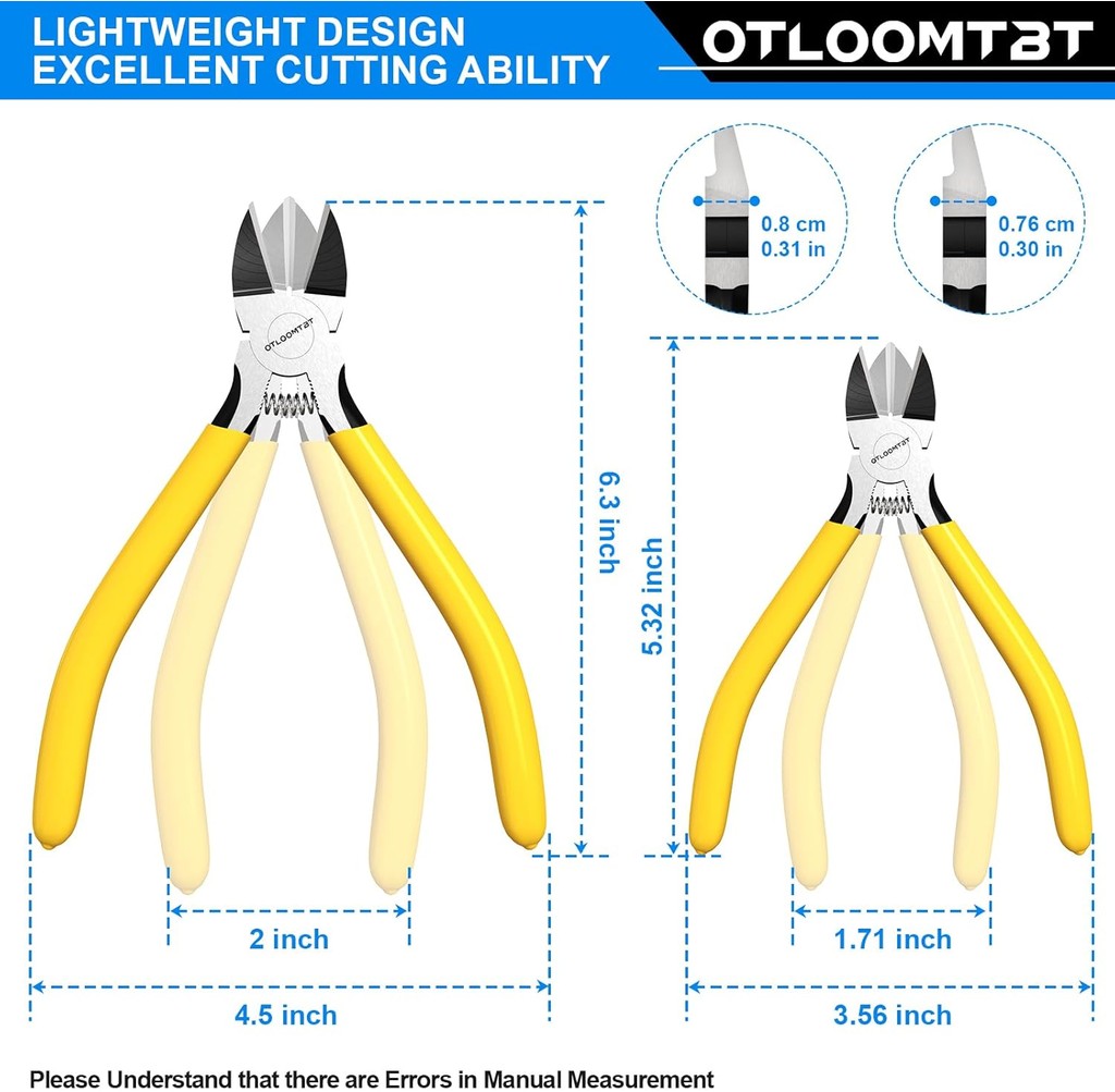 ZOERAX 6-In and 5-In Ultra Sharp Compact Wire Cutters with Long Flat ...