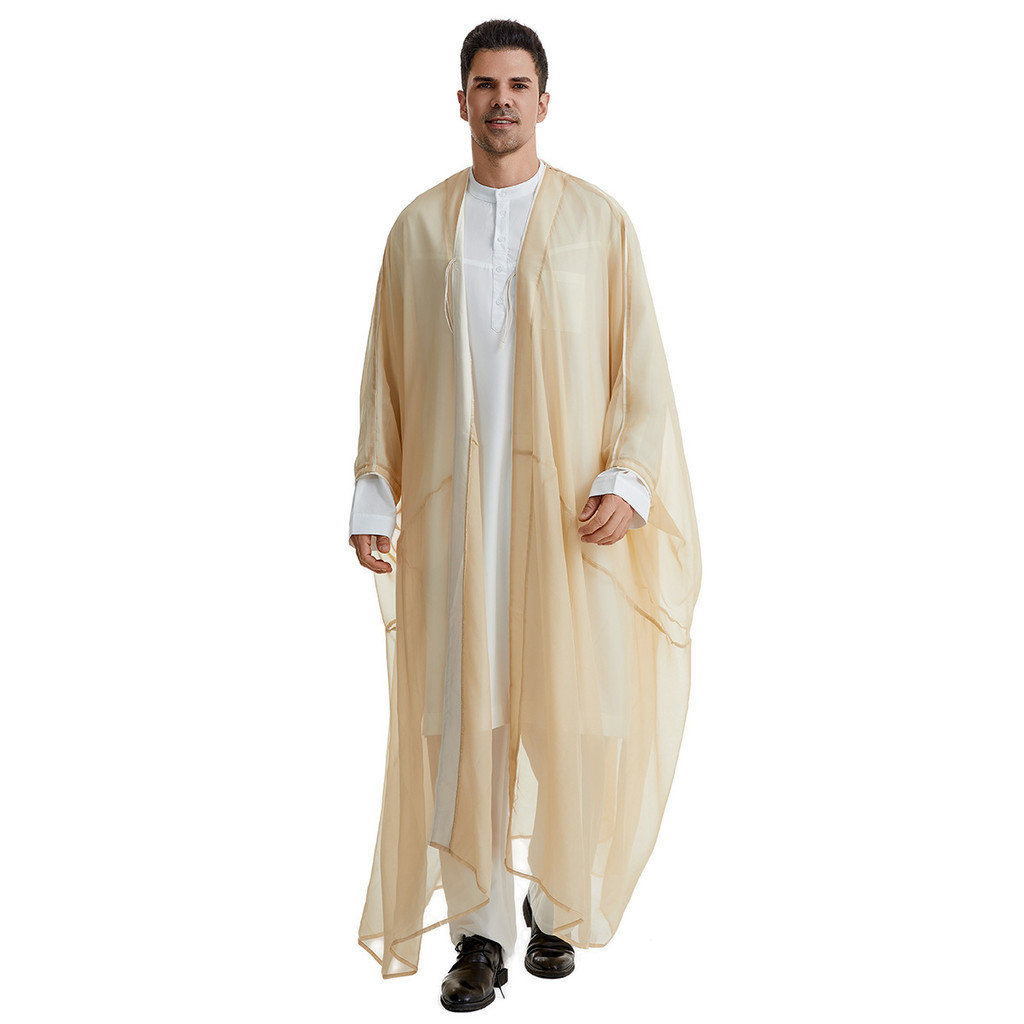 Colwao Muslim Men Thobe Thawb Caftan solid color men's long robe Arab ...