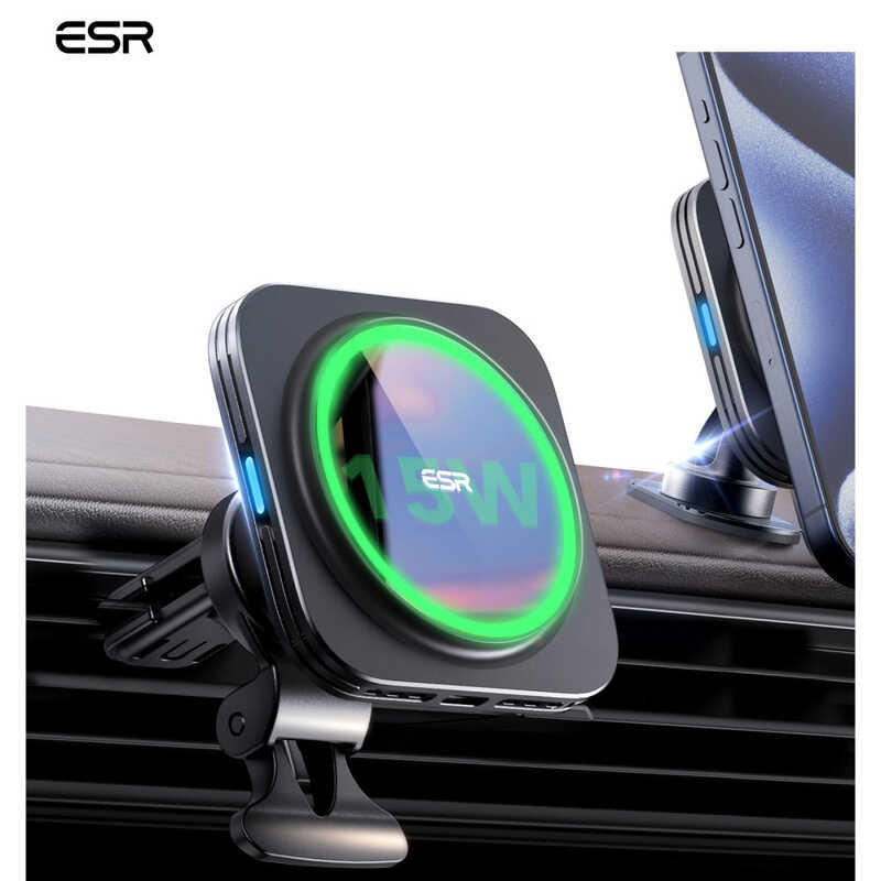 15W ESR Qi2 Certified Magsafe Air Vent Wireless Charger, Car Phone Holder Mount Para Sa Iphone ...