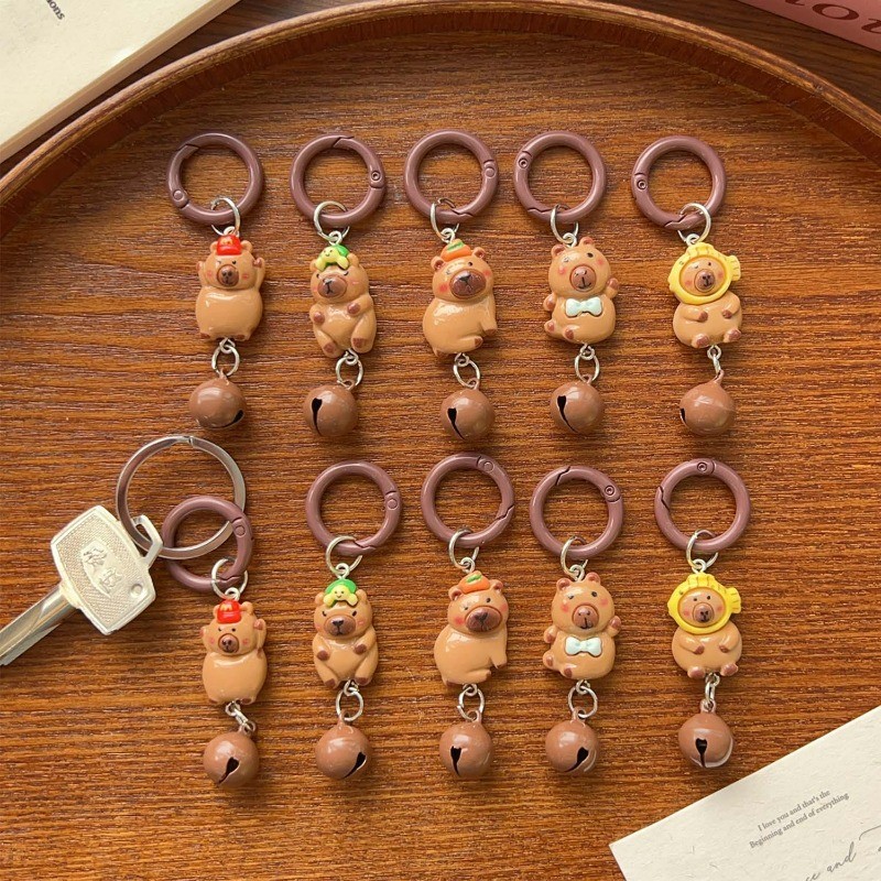 Cute Cartoon Capybara Keychain - Creative, Lovely, Mini - Keyring ...