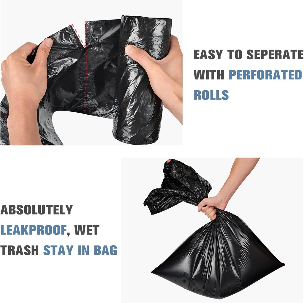 50pcs/Roll Black Drawstring Garbage Bagsn, 4 Gallon Trash Bag ...