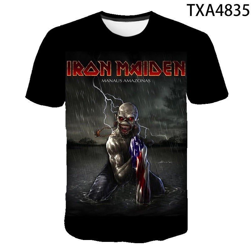 Male and female 3D printed Iron Maiden pattern T-shirt, | Shopee ...