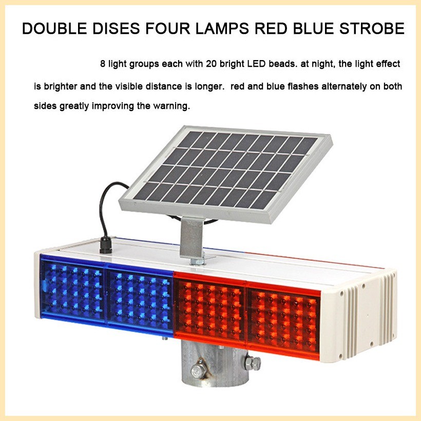 § Solar Flashing Warning Lights Blinker Waterproof Red and Blue Flash ...