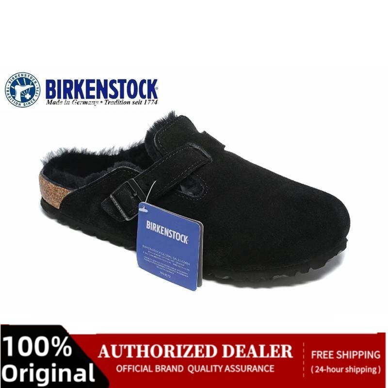 Birkenstock Boston Soft Bottom Sandals Bottom New Suede Leather Black ...