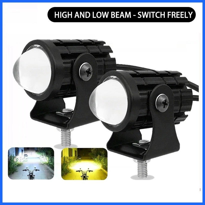 2Pcs Motorcycle Driving Light Pair 20w Super Bright Mini 2 Color Dual ...