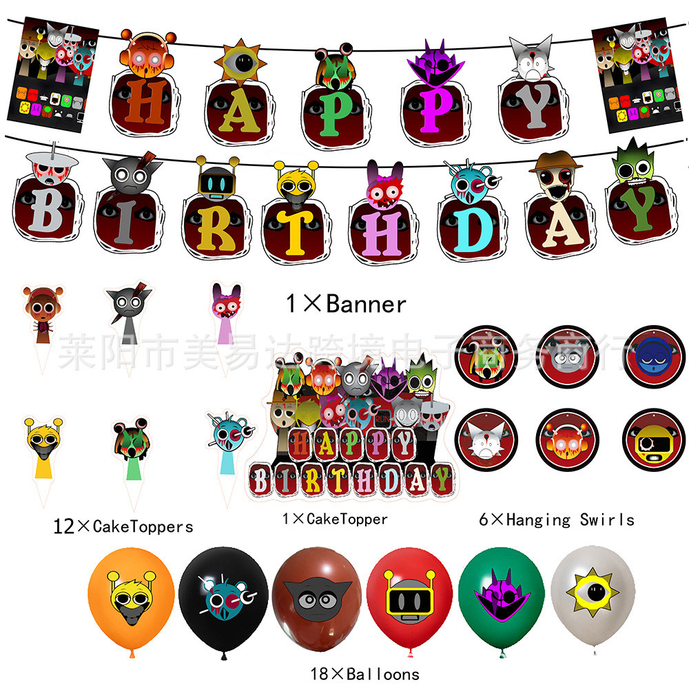 Sprunki Incredibox Sprunki Party Themed Decoration Birthday Flag ...