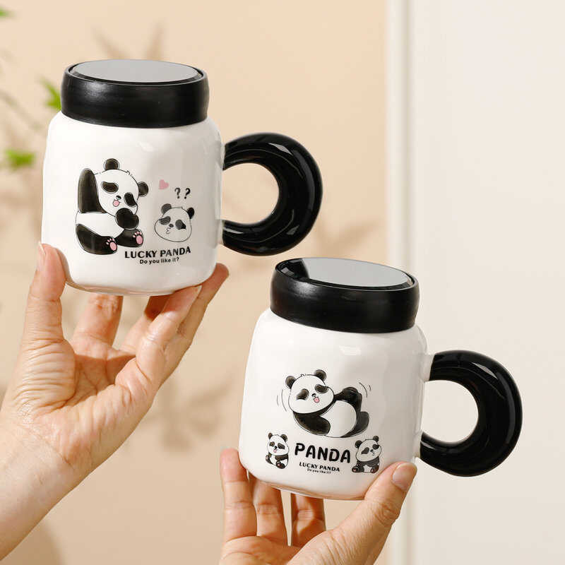 Mic Cup, Cute Panda Mug, Home Office Water Cup, Gift Box Set With High ...