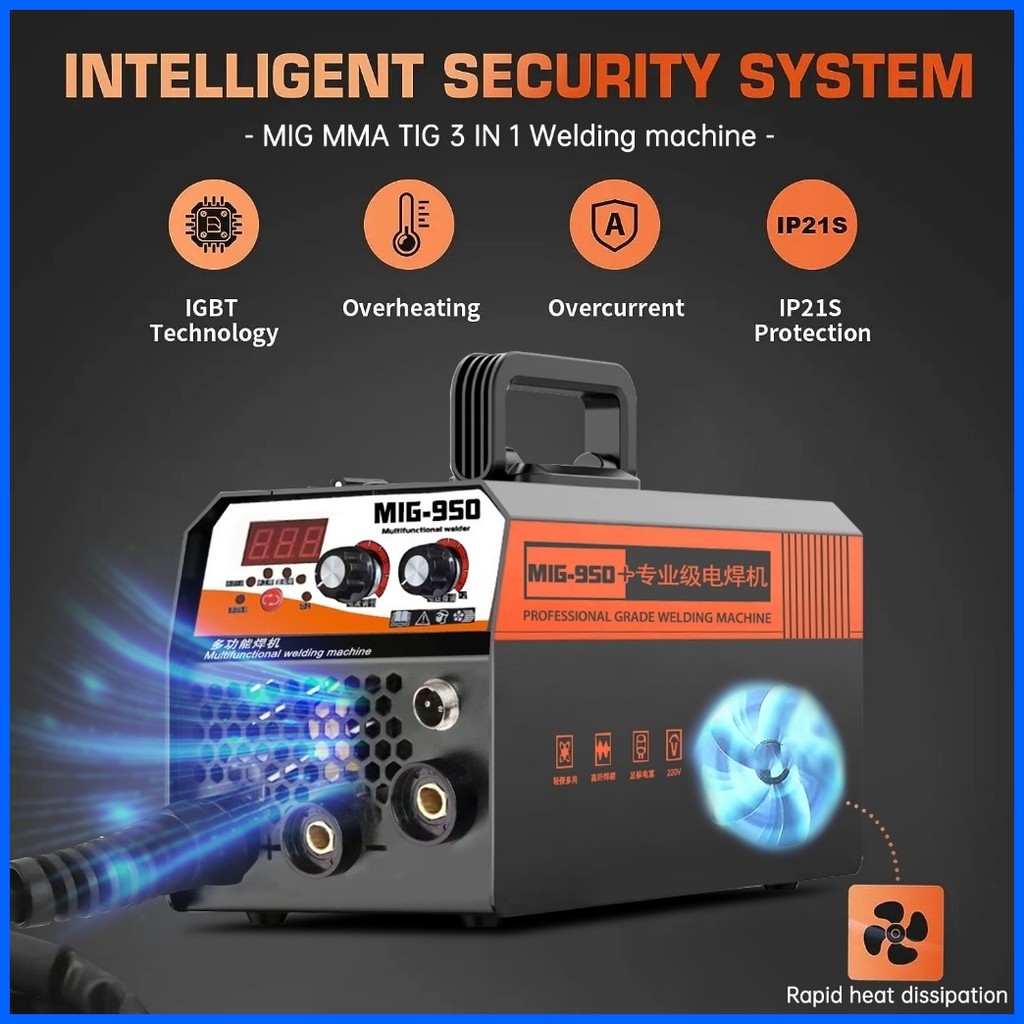 ∇ ∆ Portable MIG950 welding machine MIG/TIG/MMA3IN1 gasless welding ...