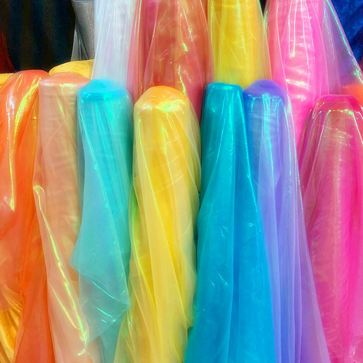 1 Meter Colorful Fluorescent Fabrics Pearl Crystalline Fabric ...