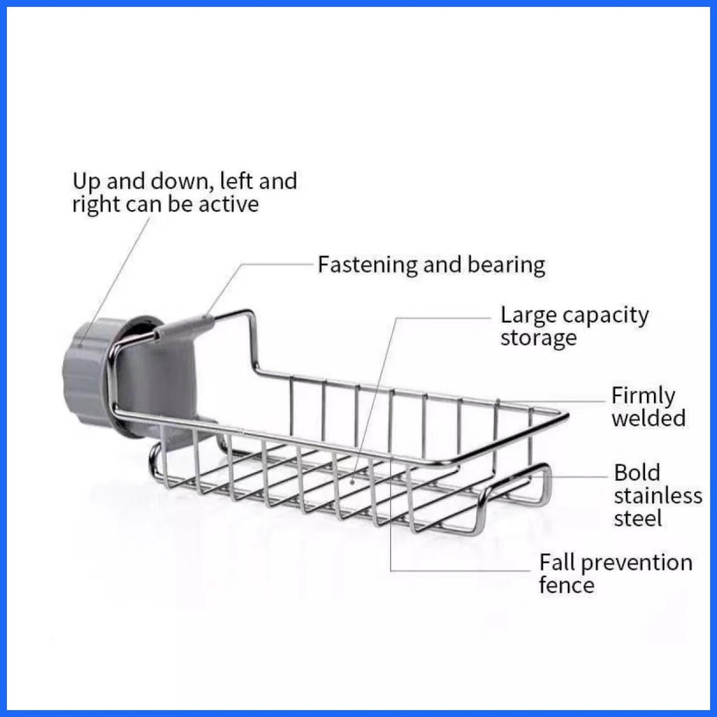 ∮ New Kitchen Stainless Steel Faucet Storage Racks Adjustable Sink Rag ...