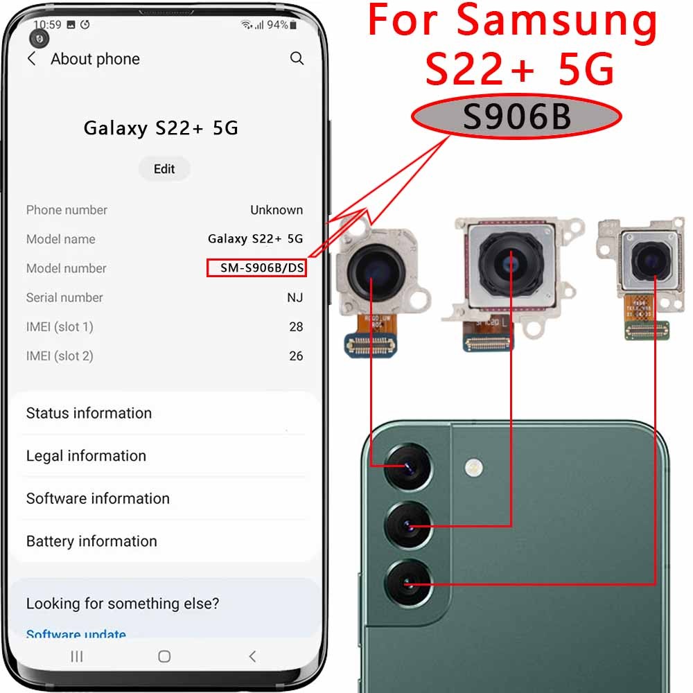Rear Camera For Samsung Galaxy S22 Ultra S22+ 5G S901B S906B S908 Back ...