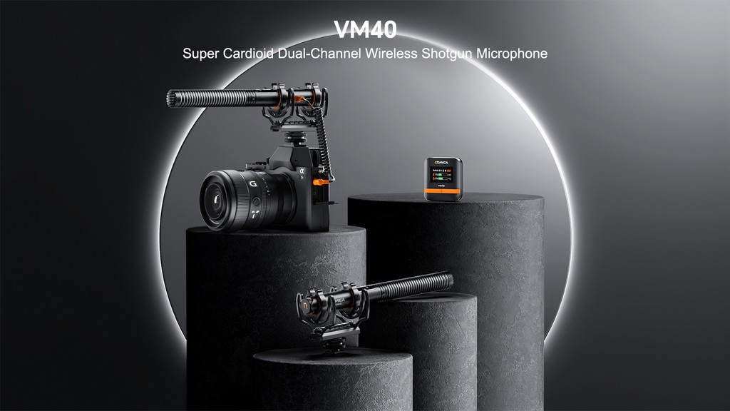 COMICA VM40 Dual-Channel Wireless Shotgun Microphone,On-Camera Mic with 48kHz/32-bit Float ...