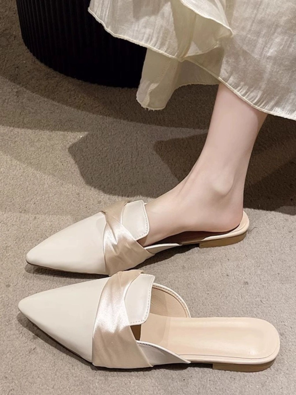 Summer Baotou Half Slippers Women Outer Wear Pointed Toe Without Heel ...