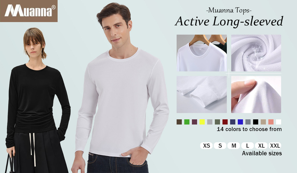 Muanna ACTIVE long-sleeved T-shirt DRI FIT unisex regular size solid ...