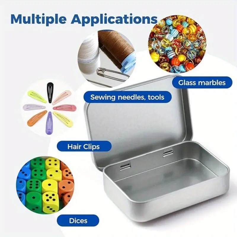 Metal Rectangular Empty Mini Tin Box Storage Box Case Organizer For ...