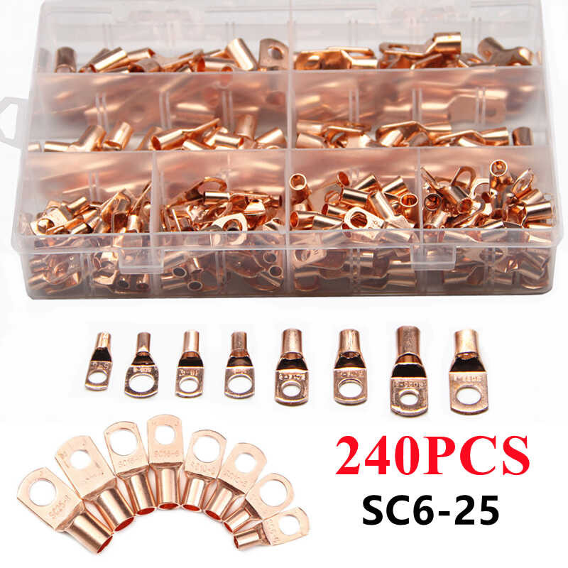 SC 240/100/60Pcs Type Wire Nose Terminal Bare Copper Battery Block Lugs ...