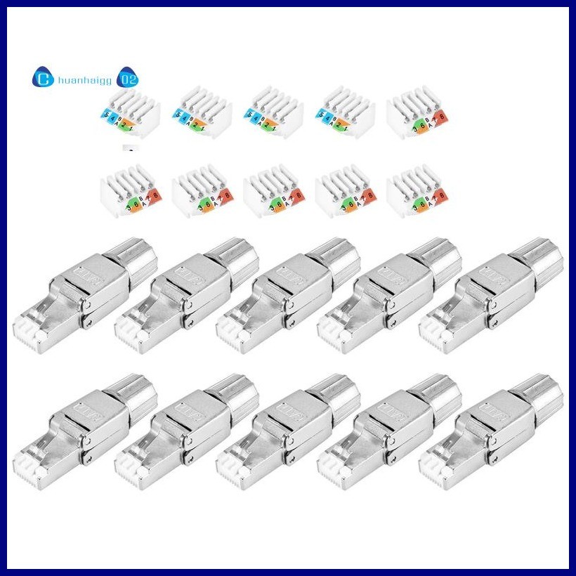 RJ45 Cat7 Connectors Tool-Free Reusable Shielded Ethernet Termination ...