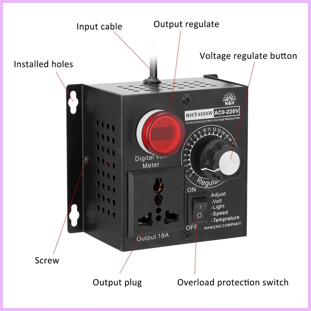 4000W AC 220V Motor Speed Controller Variable Voltage Regula Controller ...