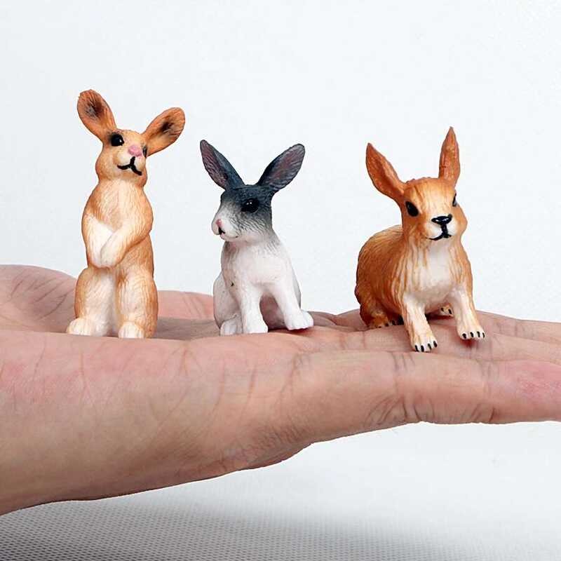 Simulation Rabbit Animal Models Toys Figurine Collection Playset, Cake ...