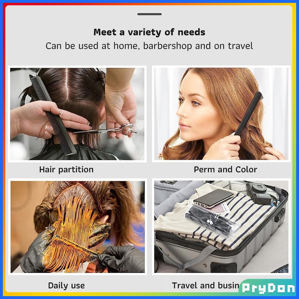 ♟ ↙ PryDon 10 Pcs/set Styling Comb Black Professional Salon Hair Styling Barbers Brush Combs Set ...