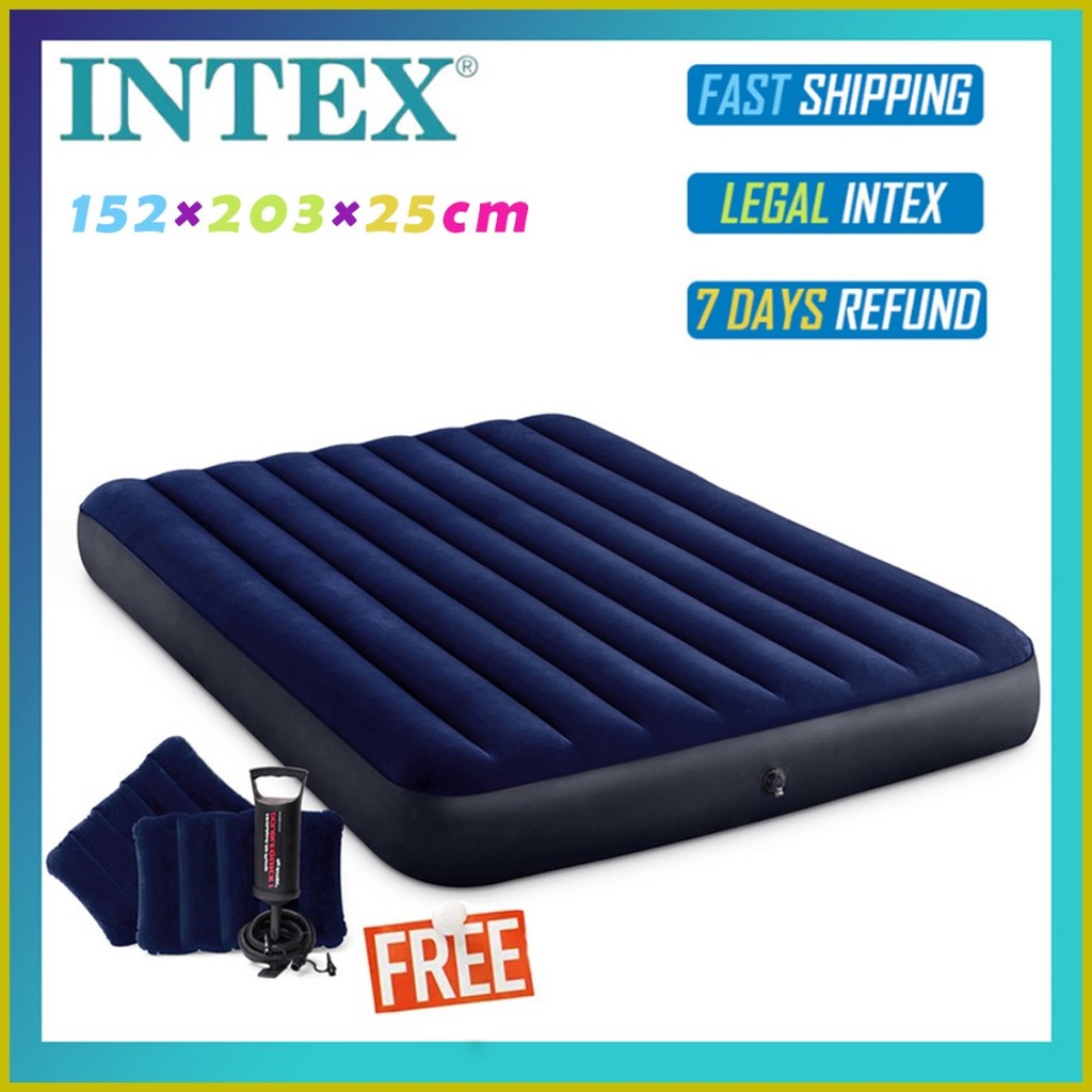 ♂ ﹊ ⭐ INTEX 64765 Queen Dura-Beam Classic Downy Airbed Handpump (60" x ...