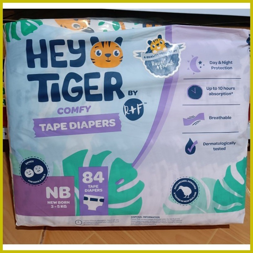 ۞ ⭐ HEY TIGER A Comfy Tape Diapers by R+F NEWBORN 84pcs | Shopee ...