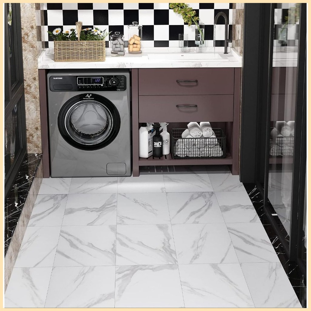 Marble Tile Sticker 45x45 cm Vinyl Tile Floor Sticker Self-Adhesive PVC ...