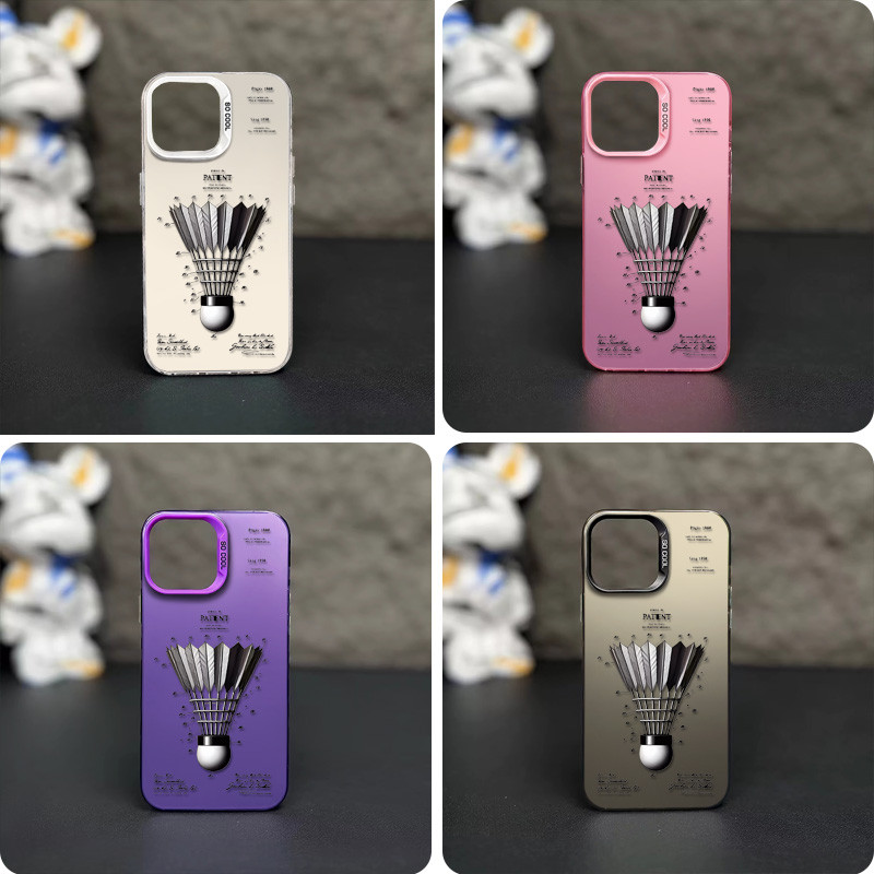 Fashionable Black Badminton Pattern Phone Case Compatible for IPhone16 ...