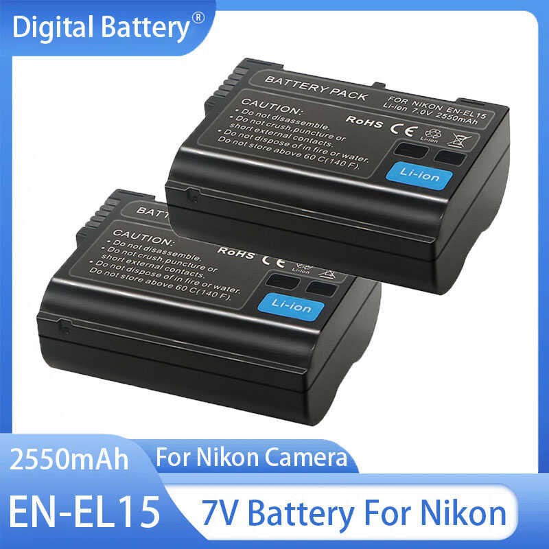 395 En-El15 Rechargeable 2 Battery 2550Mah Li-Ion Pack For Nikon Z5 Z6 Z7 D7100 D7200 D7500 D850 ...