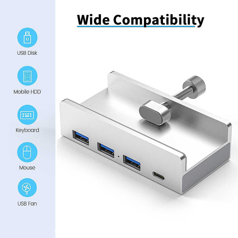 ⊙ Clip Type 3.0 HUB Alloy External Multi 4 Ports USB Splitter Adapter ...