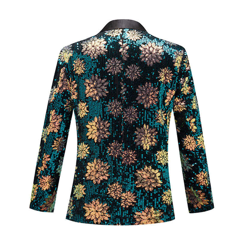 Embroidery Men's Sequins Ral Blazer Fashion Banquet Shiny Suit Jacket ...