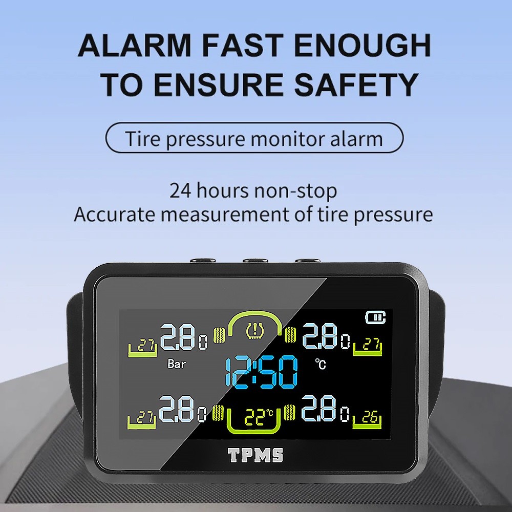 【With 4 External Sensors】 T14-1 Car Tyre Pressure Monitor Tire Pressure Monitoring System ...