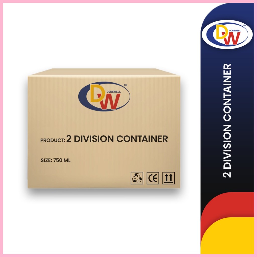 ๑ Donewell 2 Division Rectangle 500ml, 750ml Microwavable Food ...